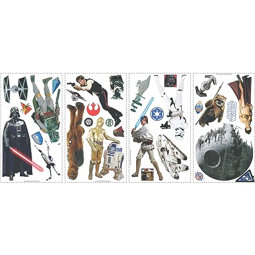 RoomMates RMK1586SCS Star Wars Classic Peel and Stick Wall Decals 1.5 " x 1.25 " to 9 " x 9 "