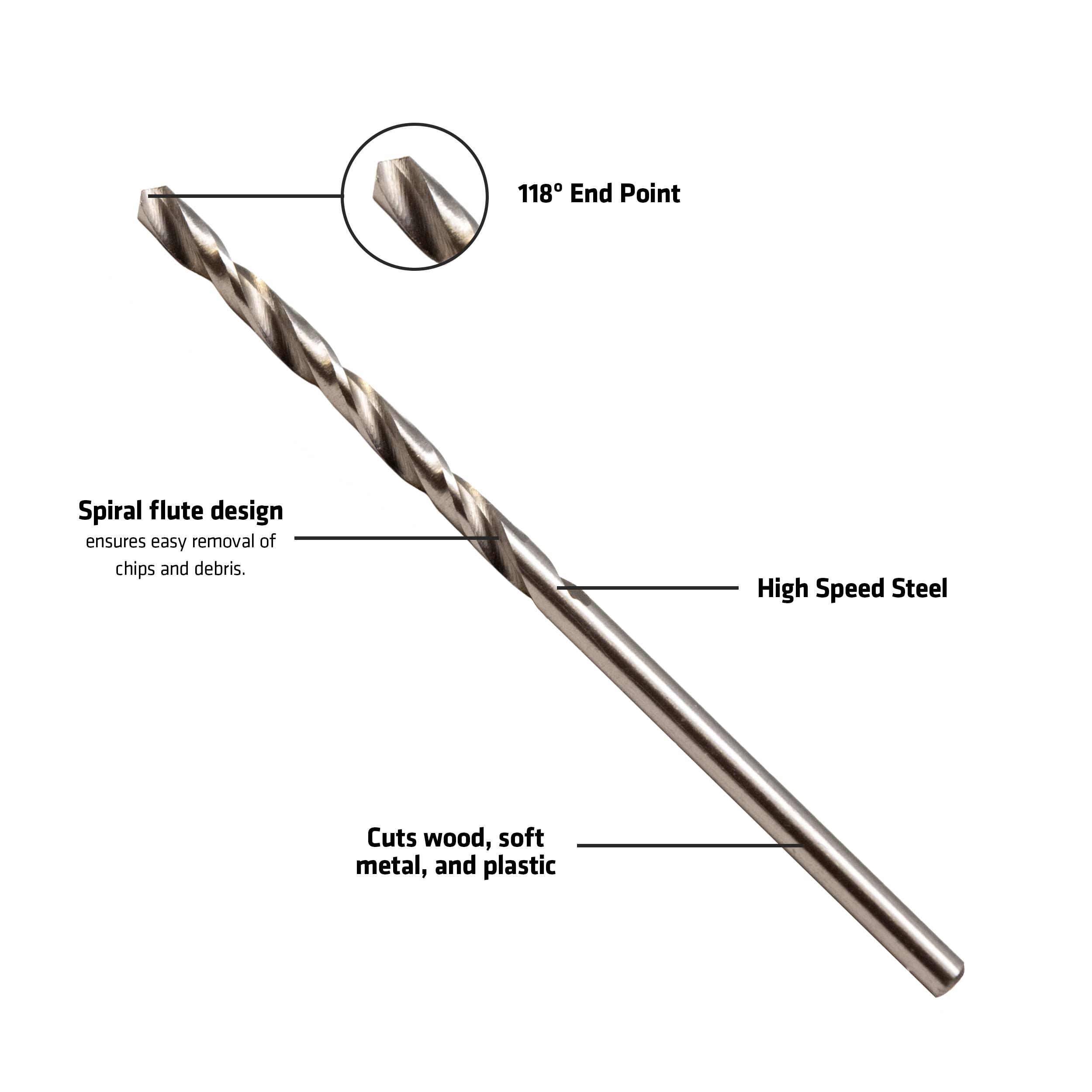 Century Drill & Tool 11444 Wire Gauge Drill Bit, No. 44