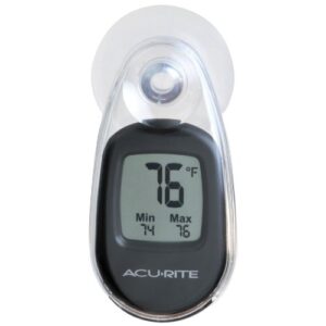 acurite 00318 indoor outdoor suction cup digital thermometer, black