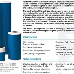 Pentair Pentek GAC-BB Big Blue Carbon Water Filter, 10-Inch, Whole House Heavy Duty Granular Activated Carbon (GAC) Replacement Cartridge, 10" x 4.5"