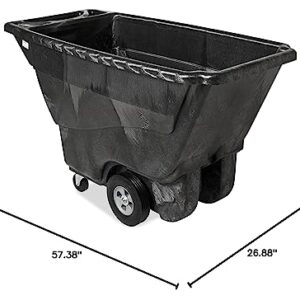 Rubbermaid Commercial Products Tilt Dump Truck, 450 lbs 1/2 Cubic Yard Heavy Load Capacity with Wheels, Trash Recycling Cart, Black