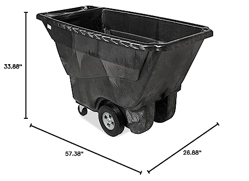 Rubbermaid Commercial Products Tilt Dump Truck, 450 lbs 1/2 Cubic Yard Heavy Load Capacity with Wheels, Trash Recycling Cart, Black