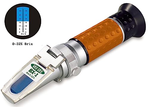 Vee Gee Scientific BX-1 Handheld Brix Refractometer, Industrial-Grade, 0-32% Brix Range, 0.2% Resolution, ±0.2% Accuracy, 1-Year Warranty