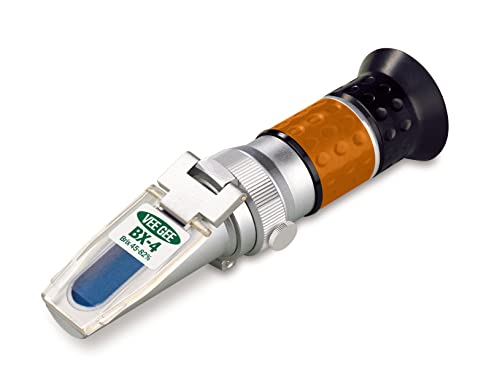 Vee Gee Scientific BX-4 Handheld Refractometer, with Brix Scale, 45-82%, +/-0.2% Accuracy, 0.20% Resolution