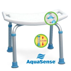 AquaSense Adjustable Non-Slip Bath & Shower Stool for Inside Shower, 20.08 x 12.2 x 14.17 Inch, White, (770-500)