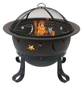 uniflame wad1081sp diameter deep bronze firebowl with stars and moons, 30"