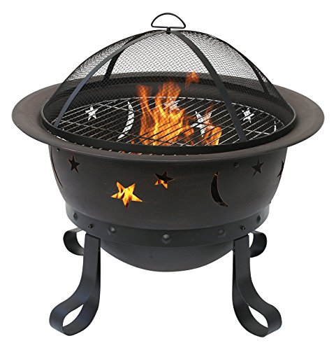 UniFlame WAD1081SP Diameter Deep Bronze Firebowl with Stars and Moons, 30"