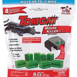 Tomcat Mouse Killer I Tier 1 Refillable Mouse Bait Station, 1 Station with 8 Baits (Bag)