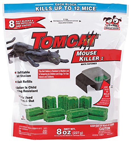 Tomcat Mouse Killer I Tier 1 Refillable Mouse Bait Station, 1 Station with 8 Baits (Bag)