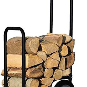 Heavy Duty Firewood Log Cart with Never Flat Tires, Portable Wheeled Log Carrier, Outdoor Wood Rack Storage Mover, Rolling Dolly Hauler