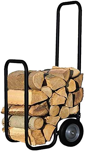 Heavy Duty Firewood Log Cart with Never Flat Tires, Portable Wheeled Log Carrier, Outdoor Wood Rack Storage Mover, Rolling Dolly Hauler