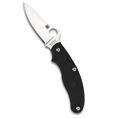 Spyderco UK Penknife Non-Locking Knife with 2.95" CTS BD1N Steel Drop-Point Blade and Black Lightweight FRN Handle - PlainEdge - C94PBK3