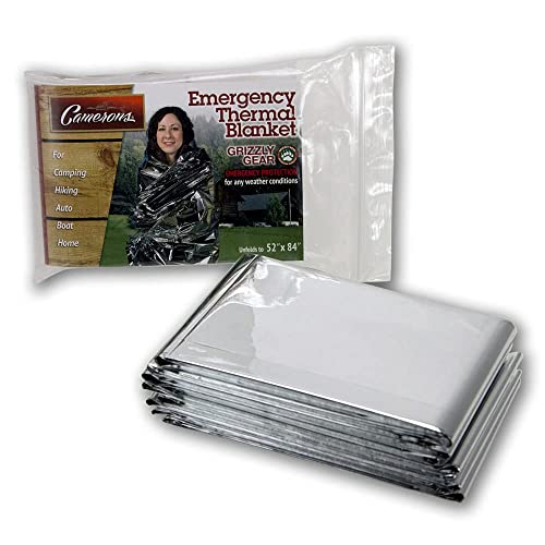 Grizzly Gear Emergency Mylar Blanket 4 Pack- 7' x 4' 1/3" Thermal Weatherproof Survival Gear- Durable Tearproof Prepper Supplies