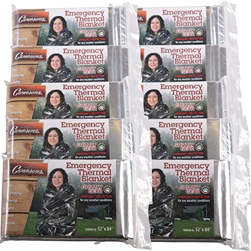 Grizzly Gear Emergency Mylar Blanket 4 Pack- 7' x 4' 1/3" Thermal Weatherproof Survival Gear- Durable Tearproof Prepper Supplies