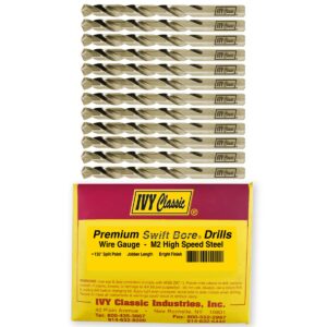 IVY Classic 01407 No. 7 Wire Gauge Drill Bit, M2 High-Speed Steel, 135-Degree Split Point, 12-Pack