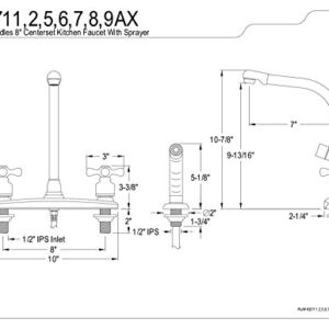 Kingston Brass KB718AX Victorian High Arch Kitchen Faucet with Cross Handle, Brushed Nickel