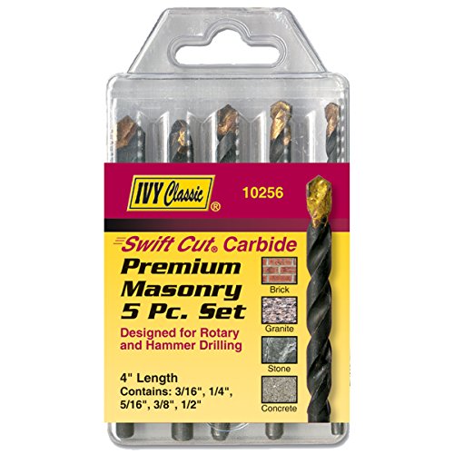 IVY Classic 10256 5-Piece Premium Carbide Masonry Drill Bit Set, Sturdy Plastic Case