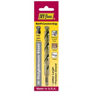 ivy classic 10532 1/2-inch hi-molybdenum steel drill bit, 135-degree split point, reduced shank, usa, 1/card