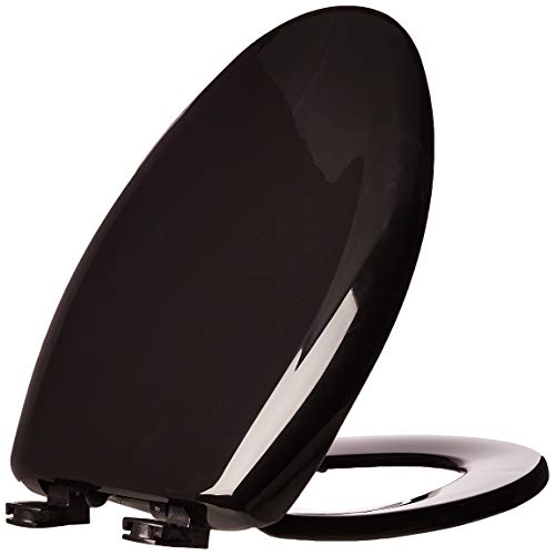 Bemis 1200SLOWT 047 Toilet Seat will Slow Close, Never Loosen and Easily Remove, ELONGATED, Plastic, Black