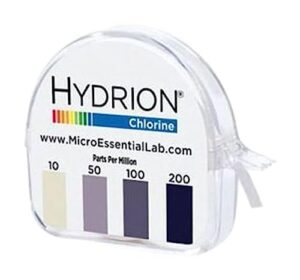 micro essential lab cm-240 hydrion chlorine dispenser 10-200 ppm test roll plus extra roll 200 tests