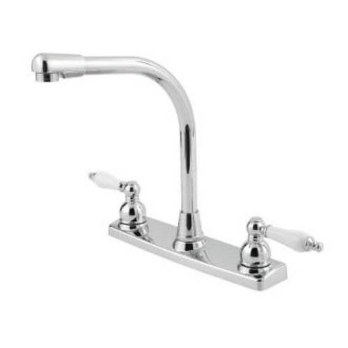 Pfirst Series Two Handle Centerset High Arch Kitchen Faucet with Side Spray Finish: Stainless Steel, Optional Accessory: Without Spray