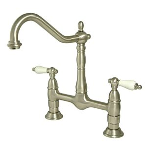 kingston brass ks1178pl heritage 8-inch kitchen faucet without sprayer, brushed nickel