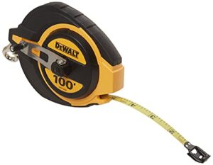 dewalt tape measure, 100-foot, self-lock, solid chrome finish, rubber grip (dwht34036l)