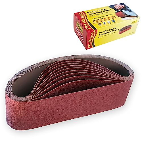 IVY Classic 43060 Flex-Abrasive 3-Inch x 21-Inch 36 Grit Extra Coarse Resin Cloth Aluminum Oxide Sanding Belt, 10-Pack