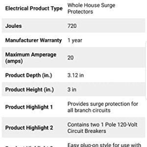 QSA2020SPDP, SIEMENS, 40892280784, SURGE (2)20A 1P 120V BREAKERS AND SPD