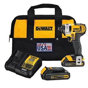 dewalt 20v max* cordless drill impact driver kit, 1/4-inch (dcf885c2)