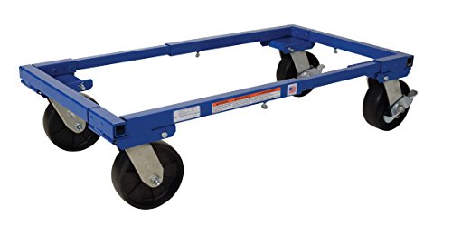 Vestil ATD-1622-6 Steel Adjustable Tote Dolly with 6" Casters, 3000 lbs Capacity, Maximum Usable 34" Length x 24" Width