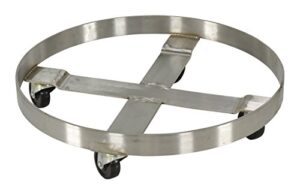 vestil drum-ss-55-h stainless steel mobile drum dolly, 800 lbs capacity, 6" height