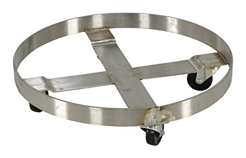 Vestil DRUM-SS-55-H Stainless Steel Mobile Drum Dolly, 800 lbs Capacity, 6" Height