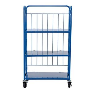 Vestil - ROL-1834-3 ROL Steel Wire Cage Cart, 3 Shelves, Blue, 990 lbs Load Capacity, 59" Height, 34" Length X 18" Width