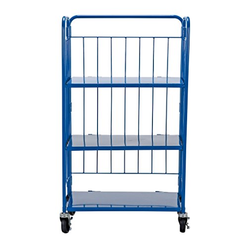 Vestil - ROL-1834-3 ROL Steel Wire Cage Cart, 3 Shelves, Blue, 990 lbs Load Capacity, 59" Height, 34" Length X 18" Width