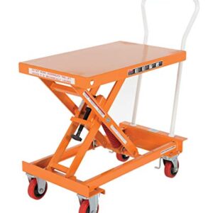 Vestil SCSC-400-2032 Steel Self-Elevating Lift Cart, 400 lbs Capacity, 40" Length, 20" Width, 30-1/2" Height