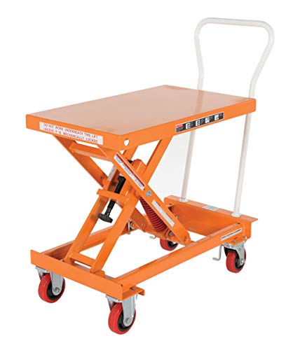 Vestil SCSC-400-2032 Steel Self-Elevating Lift Cart, 400 lbs Capacity, 40" Length, 20" Width, 30-1/2" Height