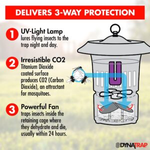 DynaTrap DT1100SR Mosquito & Flying Insect Trap with Wall Mount – Kills Mosquitoes, Flies, Wasps, Gnats, & Other Flying Insects – Protects up to 1/2 Acre