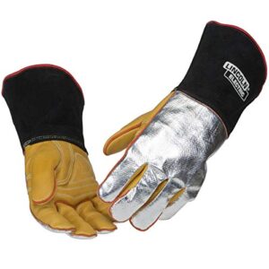 lincoln electric heat resistant welding gloves |aluminized reflective hand | large | k2982-l,black, yellow