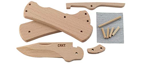 COLUMBIA RIVER KNIFE & TOOL CRKT Nathan's Knife Kit: Wooden Pocket Knife, Drop Point Blade Design with Working Lock Back, Craft Project, Great for Kids 1032 , Black