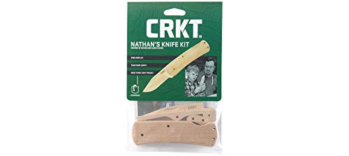 COLUMBIA RIVER KNIFE & TOOL CRKT Nathan's Knife Kit: Wooden Pocket Knife, Drop Point Blade Design with Working Lock Back, Craft Project, Great for Kids 1032 , Black