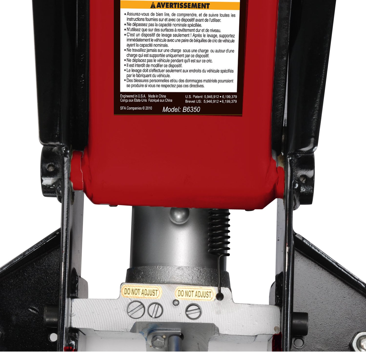 Blackhawk B6350 Black/Red Fast Lift Service Jack - 3.5 Ton Capacity, 28 1/2" L x 13 3/4" W x 6 1/2" H