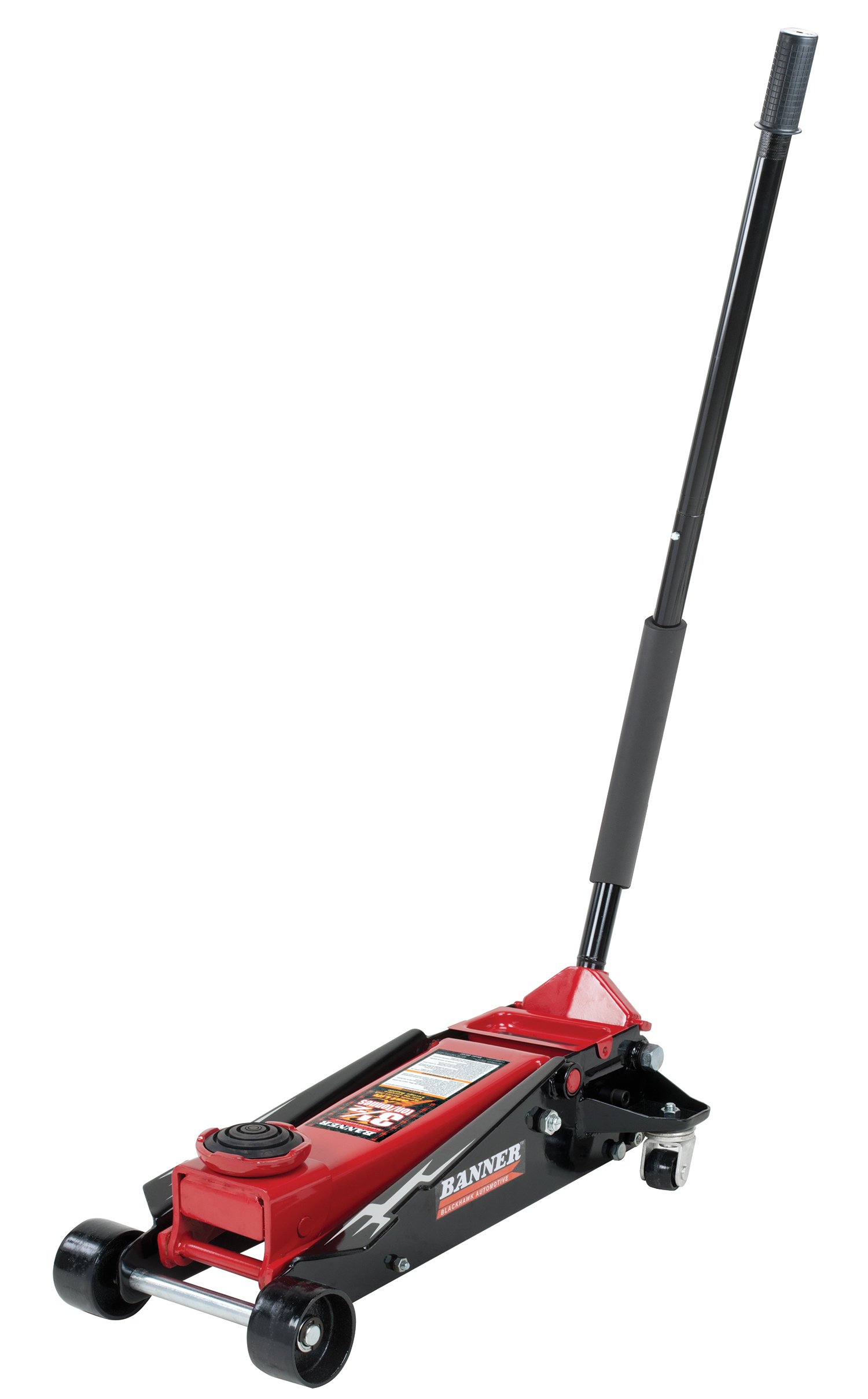 Blackhawk B6350 Black/Red Fast Lift Service Jack - 3.5 Ton Capacity, 28 1/2" L x 13 3/4" W x 6 1/2" H