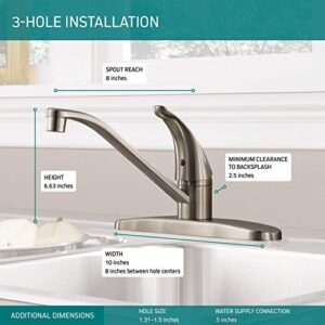 Peerless Core Single-Handle Kitchen Faucet, Brushed Nickel Kitchen Sink Faucet, Single Hole Kitchen Faucet, Stainless P110LF-SS