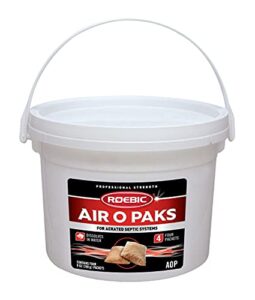 roebic aop air-o-paks for aerated septic systems, dissolves in water to degrade grease, proteins, soaps and chemicals, contains four 8-ounce packets, 8 ounce