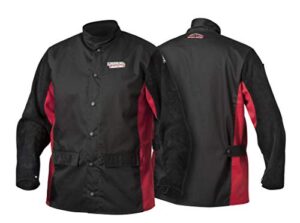 lincoln electric unisex adult hybrid shadow split leather sleeved jacket, black/red, x-large us