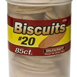 Milescraft 5336 #20 Biscuits in a Bottle (85 pc.) - For use in Wood Joining, Woodworking, and Crafting. Works with Standard Biscuit Joiners. – Size #20