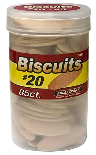 Milescraft 5336 #20 Biscuits in a Bottle (85 pc.) - For use in Wood Joining, Woodworking, and Crafting. Works with Standard Biscuit Joiners. – Size #20