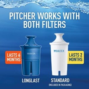 Brita Medium 8 Cup Water Filter Pitcher with 1 Standard Filter, BPA Free – Marina, Black