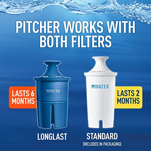 Brita Medium 8 Cup Water Filter Pitcher with 1 Standard Filter, BPA Free – Marina, Black